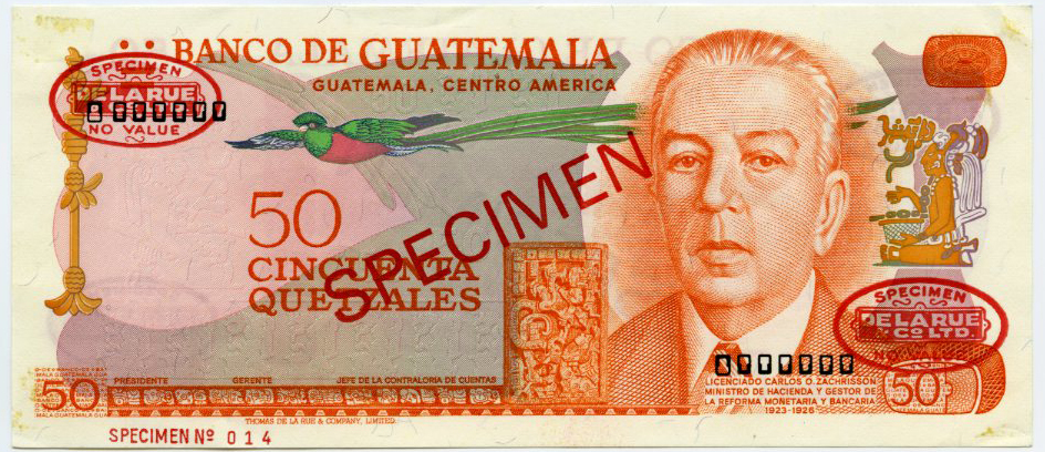 Guatemala 50 Quetzales AU P63s 25752 | World Numismatics LLC