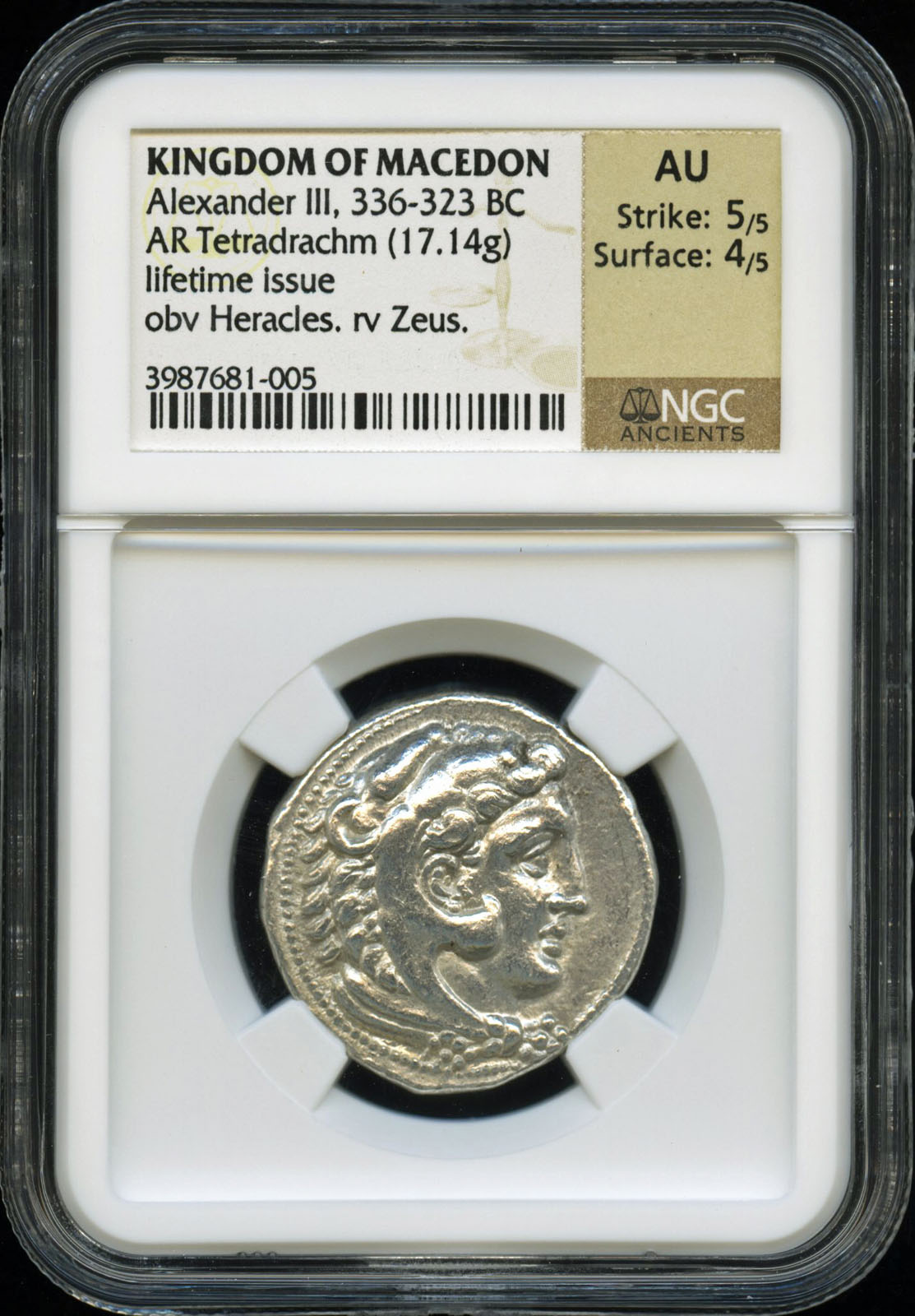 Macedon Alexander III (the Great) 336-323 BC AR Tetradrachm NGC AU ...