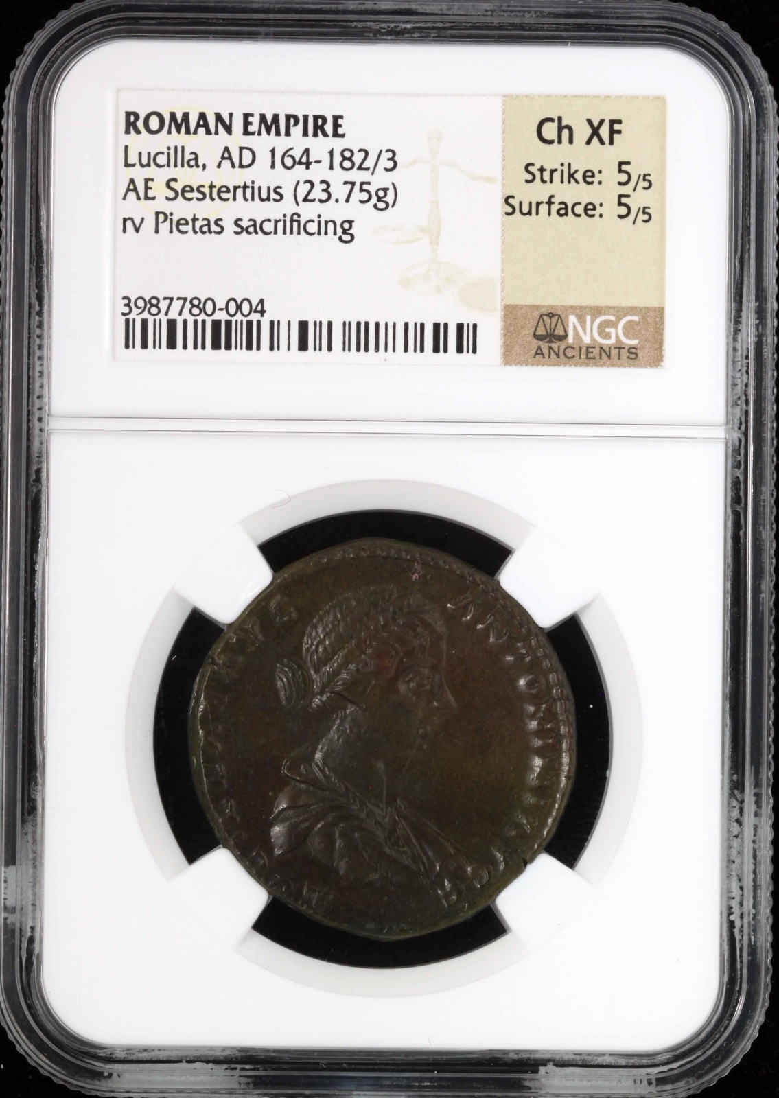 Roman Imperial Roman Empire Lucilla 164-182/3 AD AE Sestertius NGC Ch ...