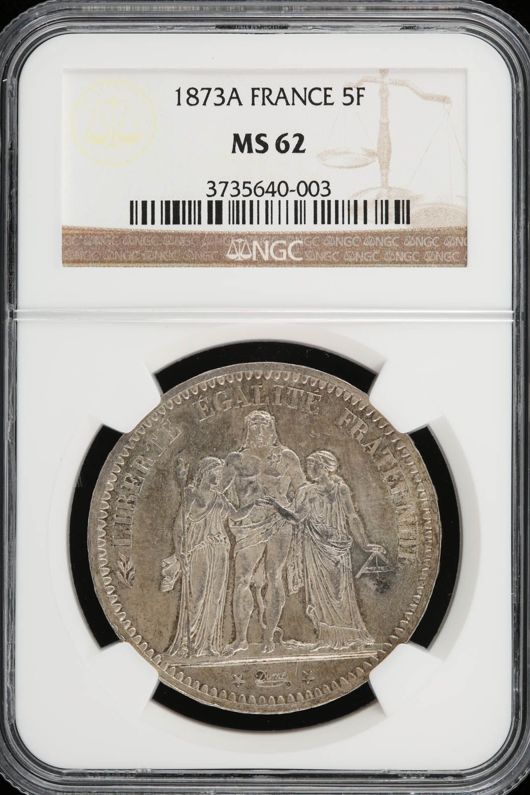 France 5 Francs 1873 NGC MS62 31987 – World Numismatics LLC