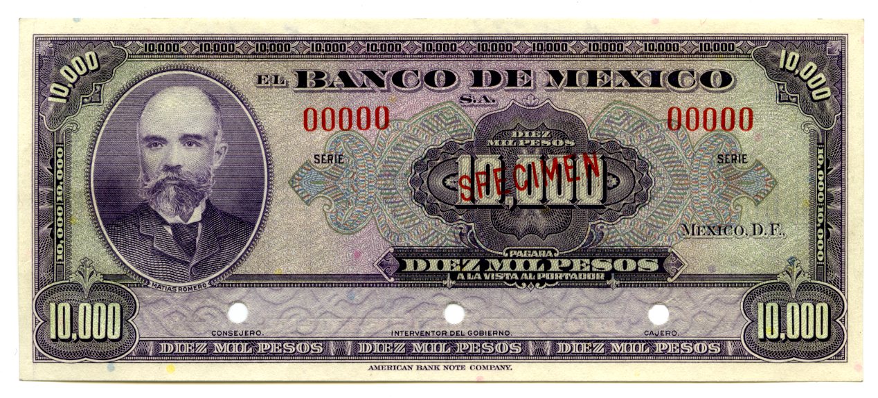 Banco De Mexico 10,000 Pesos UNC M4644s 32533 | World Numismatics LLC