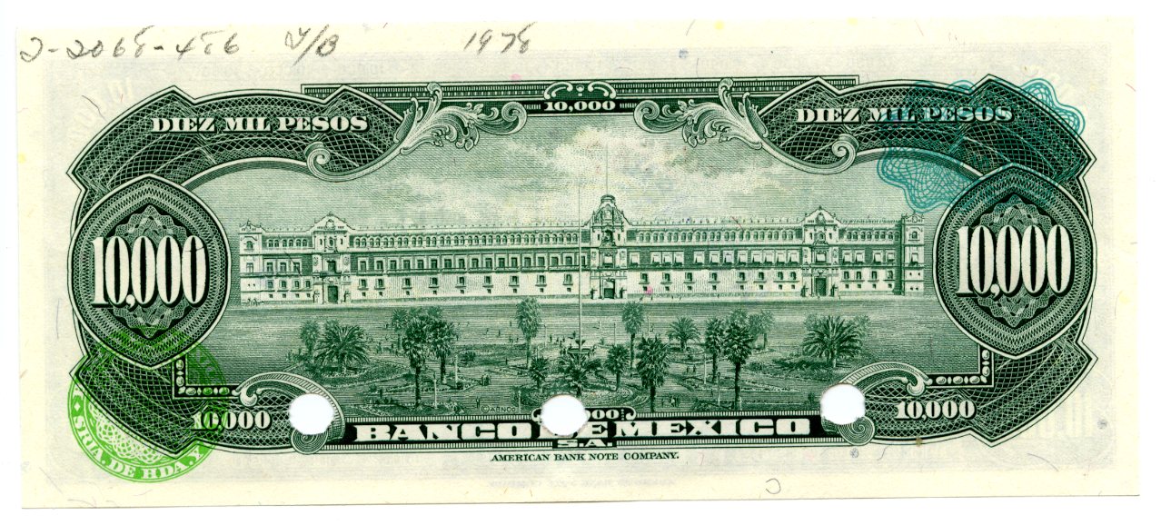 Banco De Mexico 10,000 Pesos 1978 UNC M4644s 32538 | World Numismatics LLC
