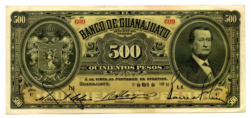Bancos 500 Pesos 1914 GUANAJUATO AU M355a 32594 | World Numismatics LLC