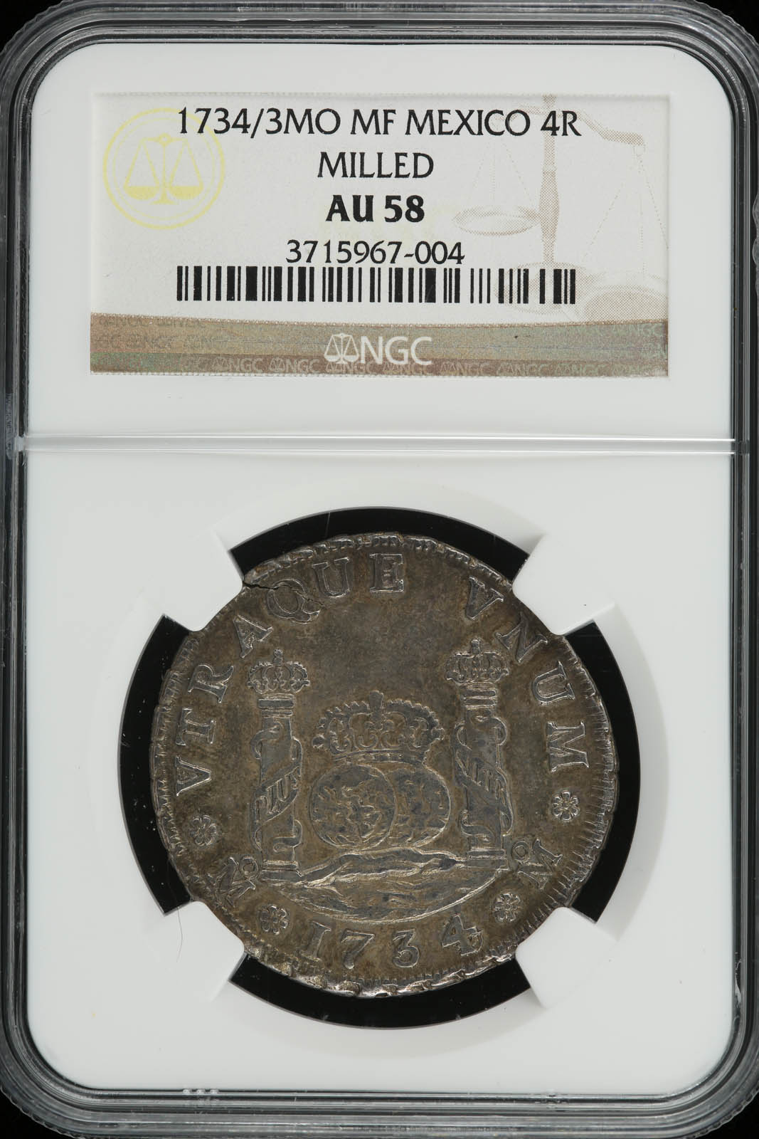 Colonial Silver And Minors 4 Reales 1734/3 Mo MF NGC AU58 KM94 32686 ...