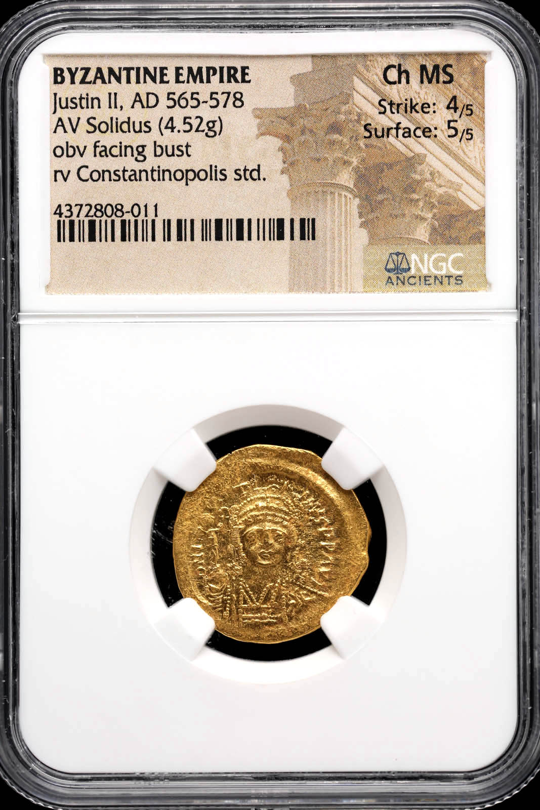 Byzantine Justin II 565-578 AD AV Solidus NGC Ch MS 34325 | World ...
