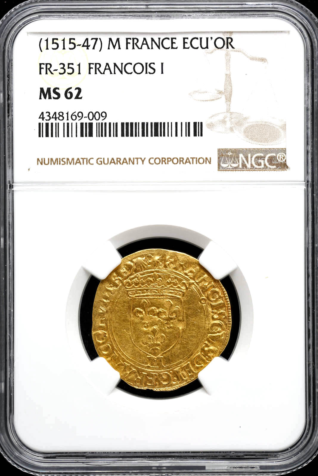 France Ecu d'or a la Croisette (1515-47) NGC MS62 Fr. 351 34815 | World ...