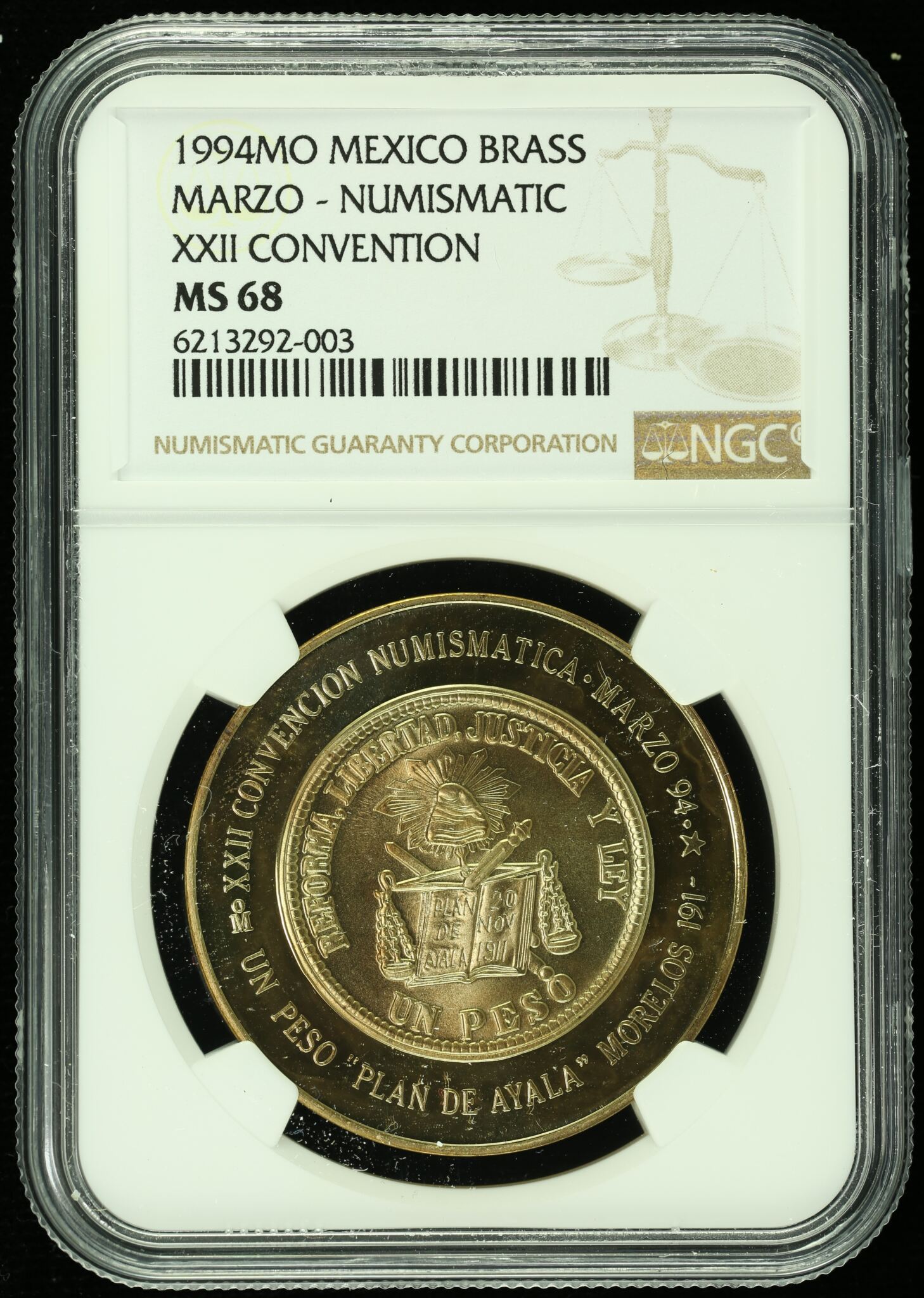 Medals & Tokens Sociedad Numismatica de Mexico Medal 1994 Mo NGC MS68 ...