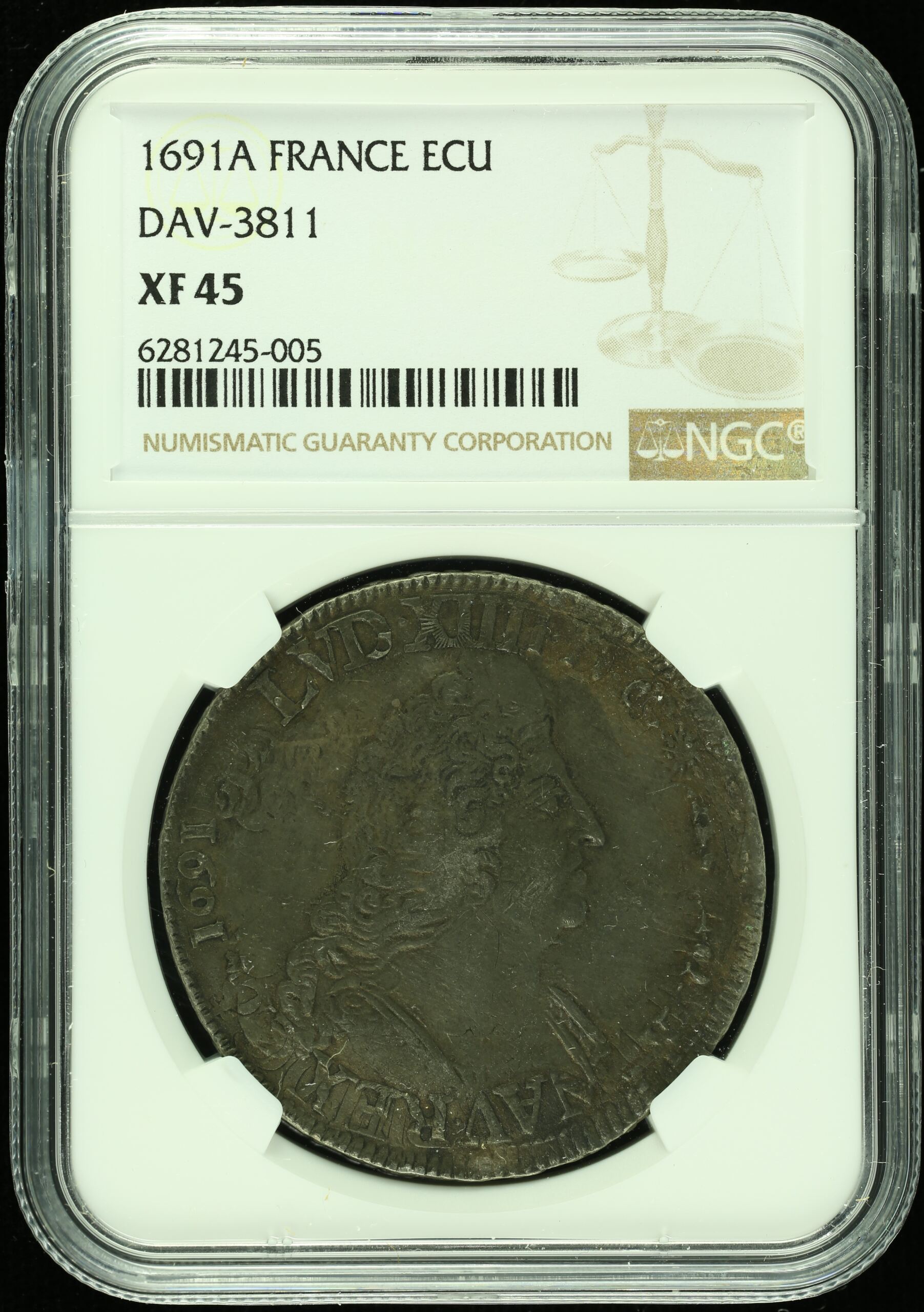 France Ecu 1691 A NGC XF45 0119288 | World Numismatics LLC