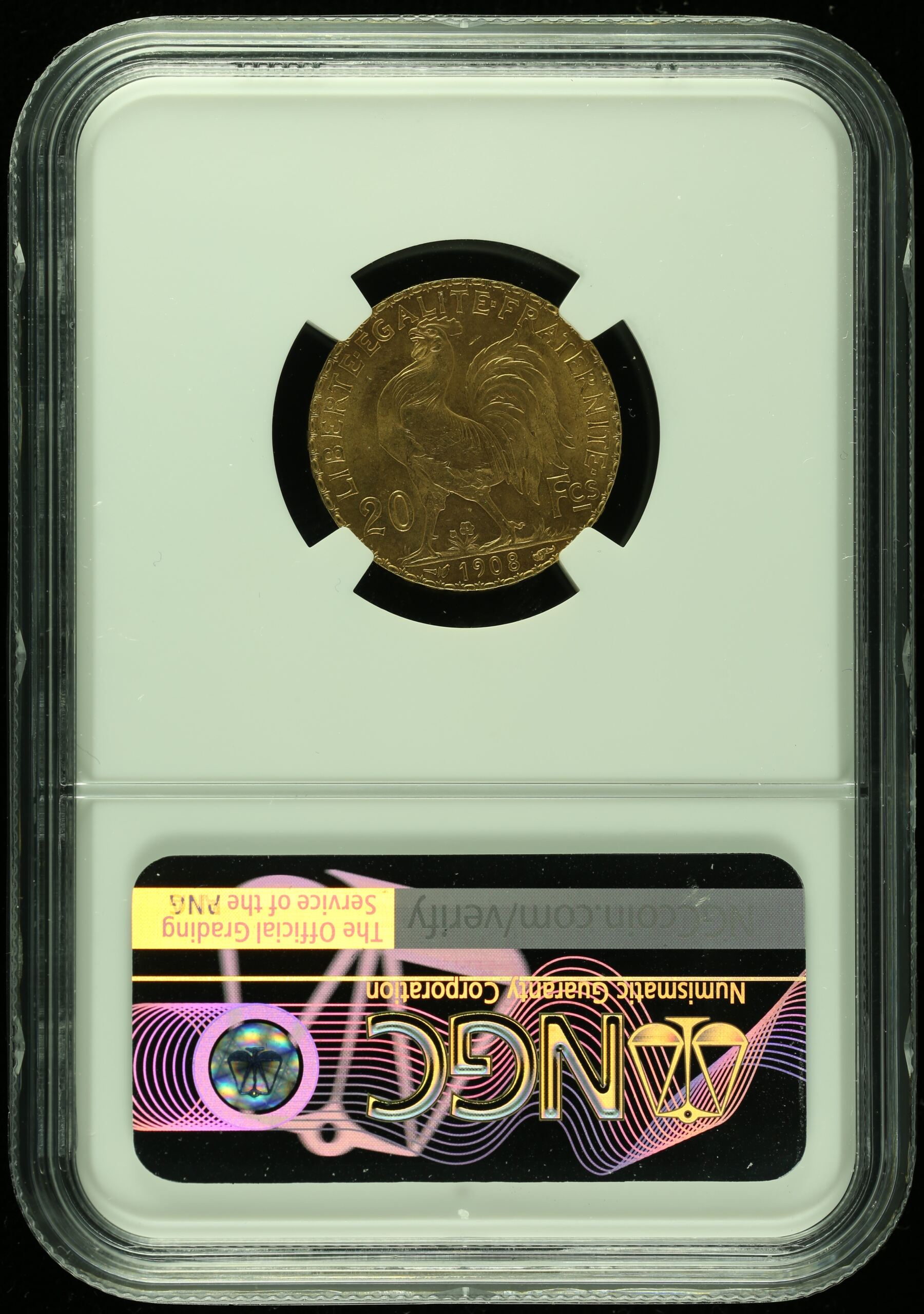 France 20 Francs 1908 NGC MS65 0119996 | World Numismatics LLC