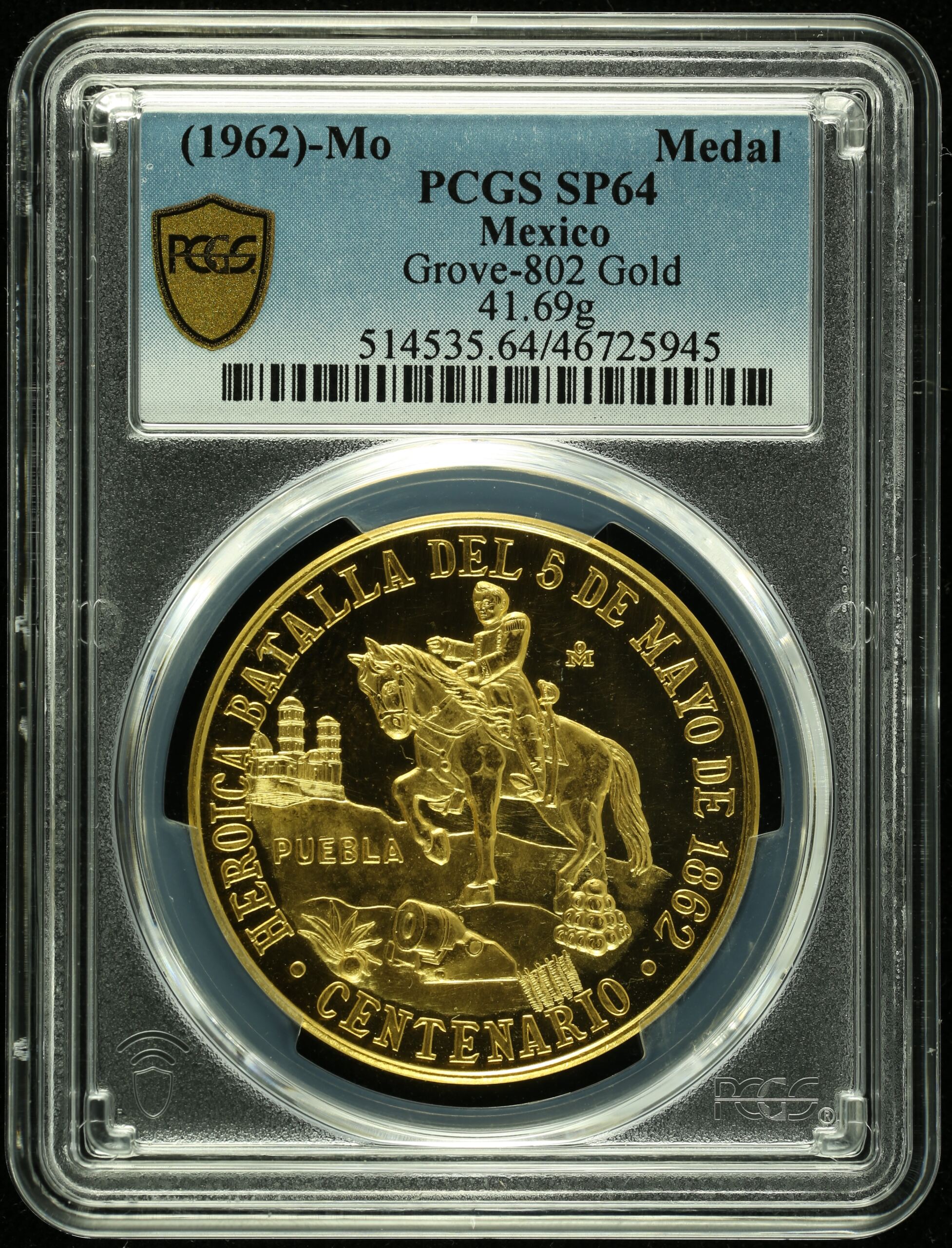 Medals & Tokens Commemorative 50 Peso Gold Medal (1962) Mo PCGS SP64 ...