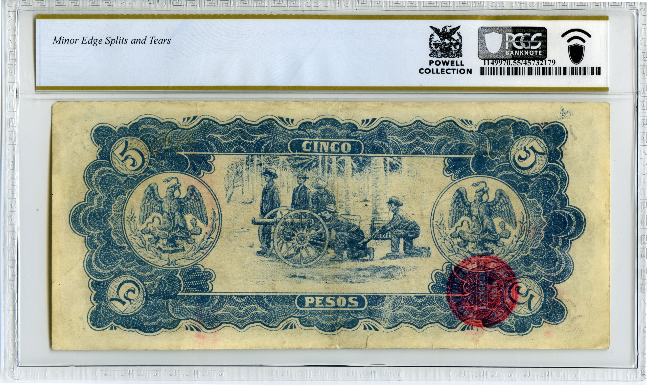 Revolutionary Currency 5 Pesos 1914 Jalisco M2263a PCGS AU55 f_34524 | World Numismatics LLC