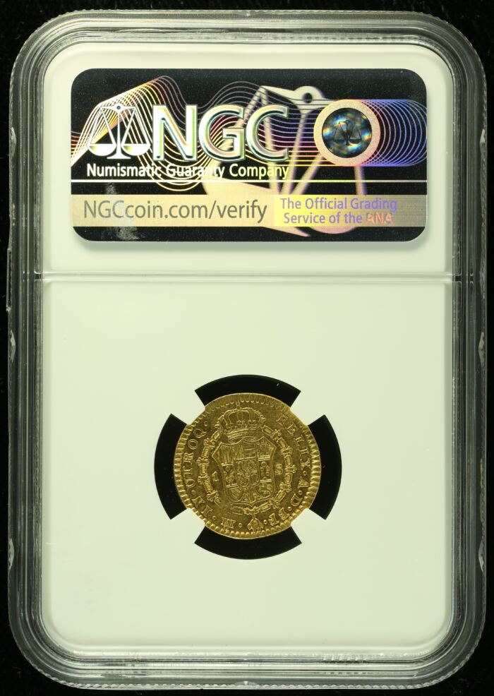 Colonial Gold Escudo 1779 Mo FF NGC AU58 0133137 | World Numismatics LLC