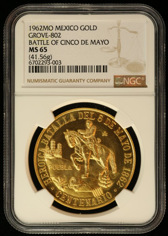 Medals & Tokens Gold Battle of Cinco de Mayo Medal 1962 Mo NGC MS65 ...